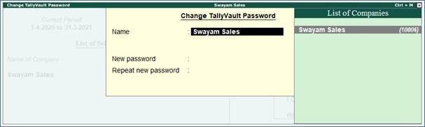 Password or Security Control in Tally.ERP9